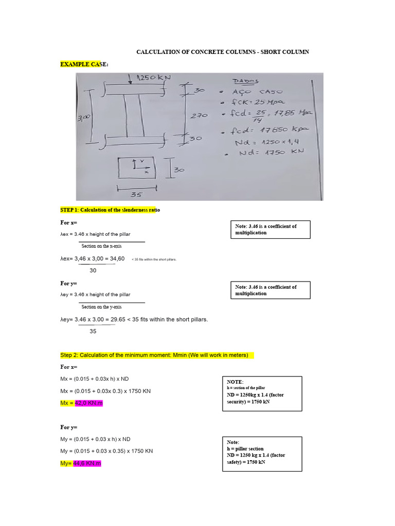 Short Column Concrete Calculation Guide | PDF | Column | Structural ...