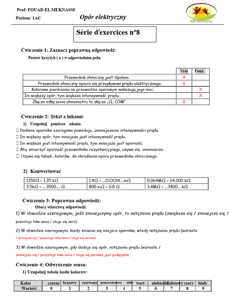 Opór Elektryczny Korekta Zbiór Zadań 1 | PDF