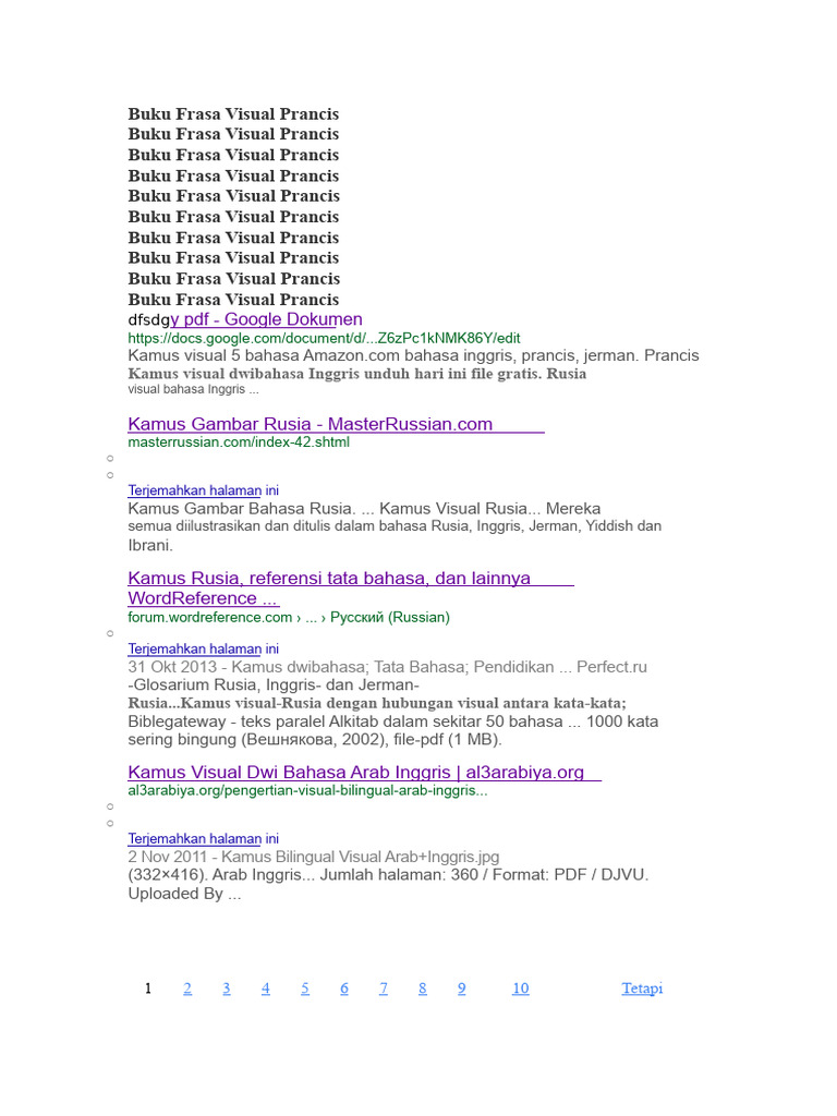 Buku Frasa Visual Bahasa Prancis | PDF