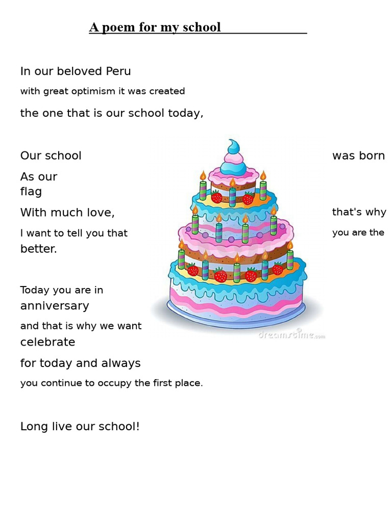 Poem Celebrating Our School's Anniversary | PDF