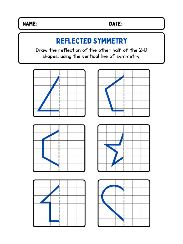 Lines of Symmetry Drawing Activity Worksheets in Simple Bold Printable ...