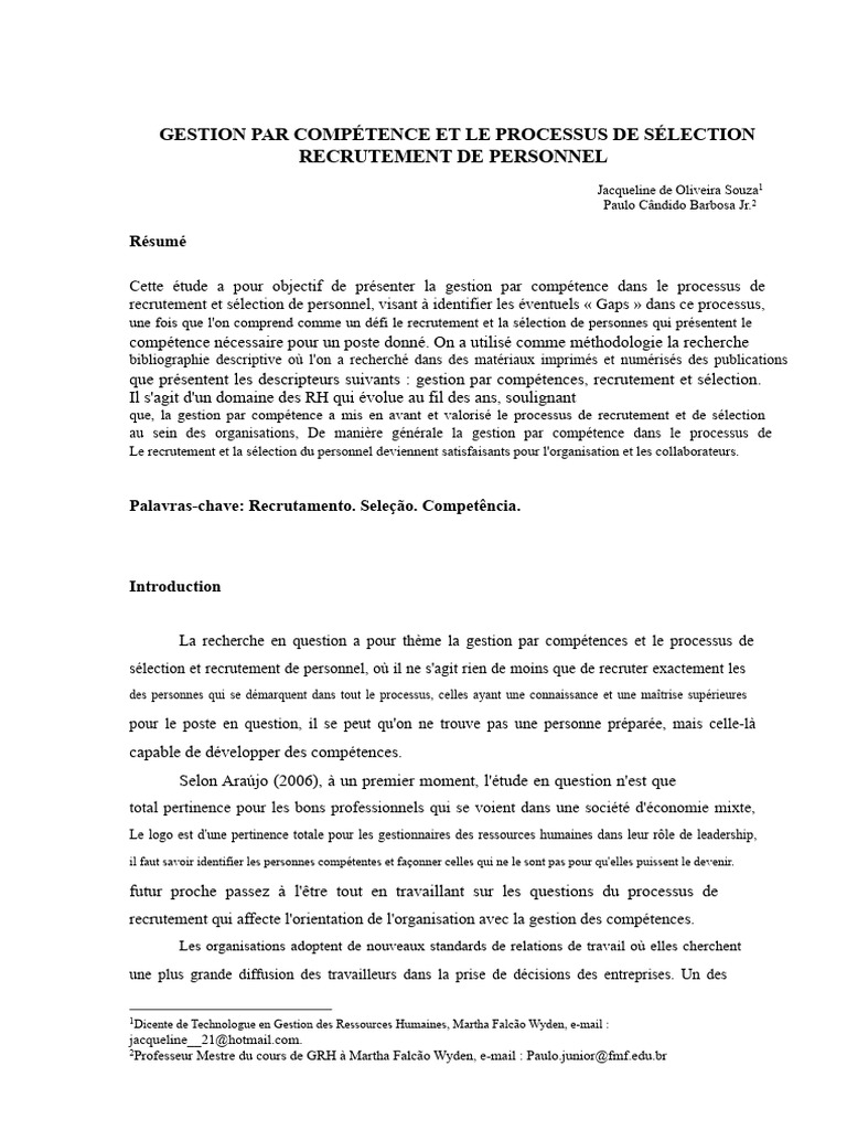 Modèle TCC | PDF | Recrutement | Gestion des ressources humaines