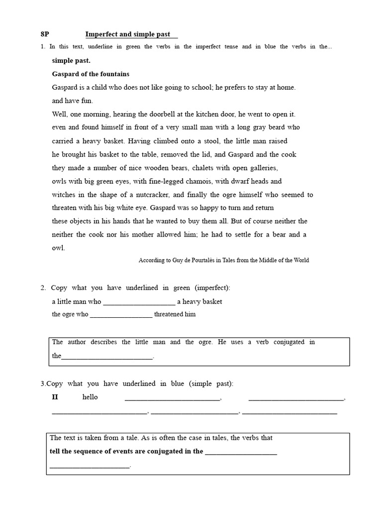 8p Imperfect and Simple Past | PDF | Grammar | Syntax