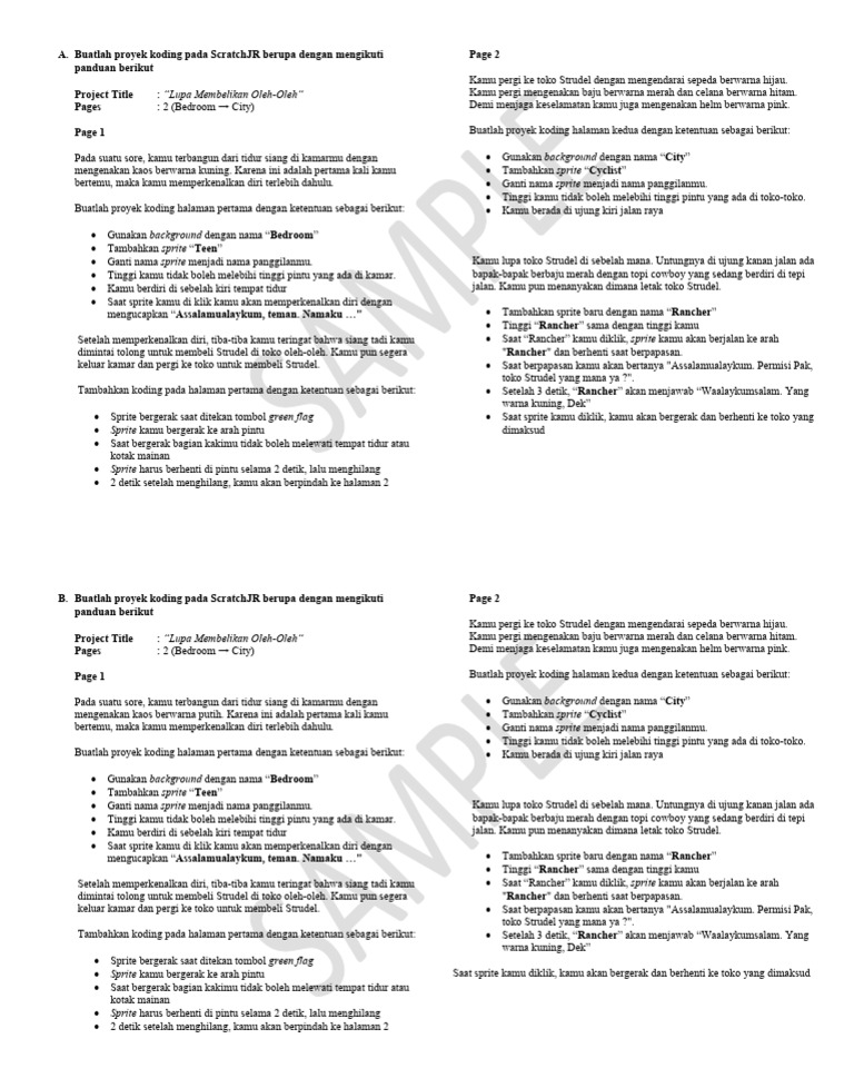 Contoh Proyek Untuk Penilaian Koding | PDF