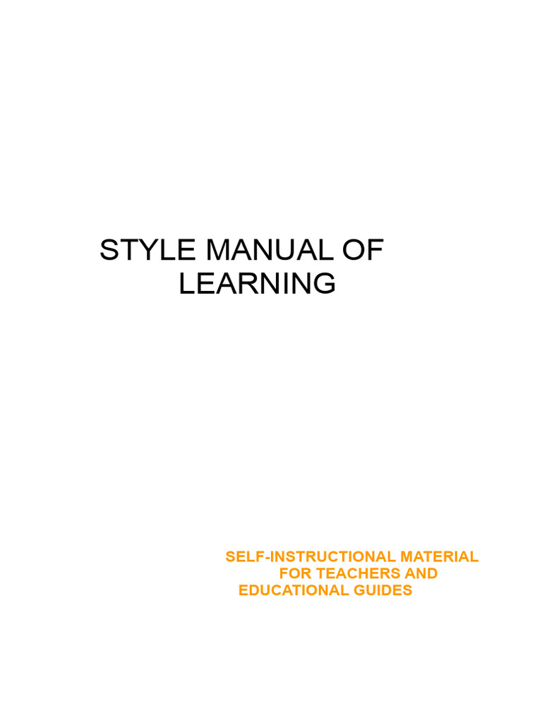 Learning Styles Manual | PDF | Learning Styles | Cognitive Psychology
