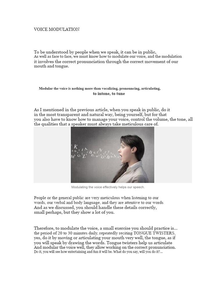 Voice Modulation | PDF | Public Speaking | Human Communication