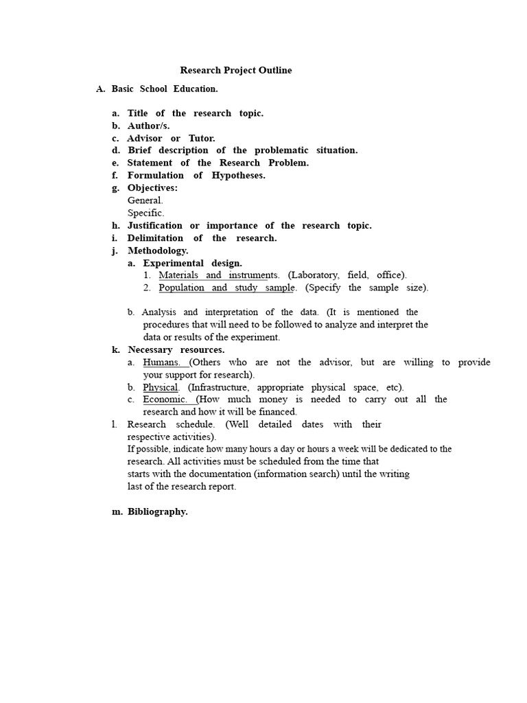 Research Project Outline | PDF | Design Of Experiments | Methodology