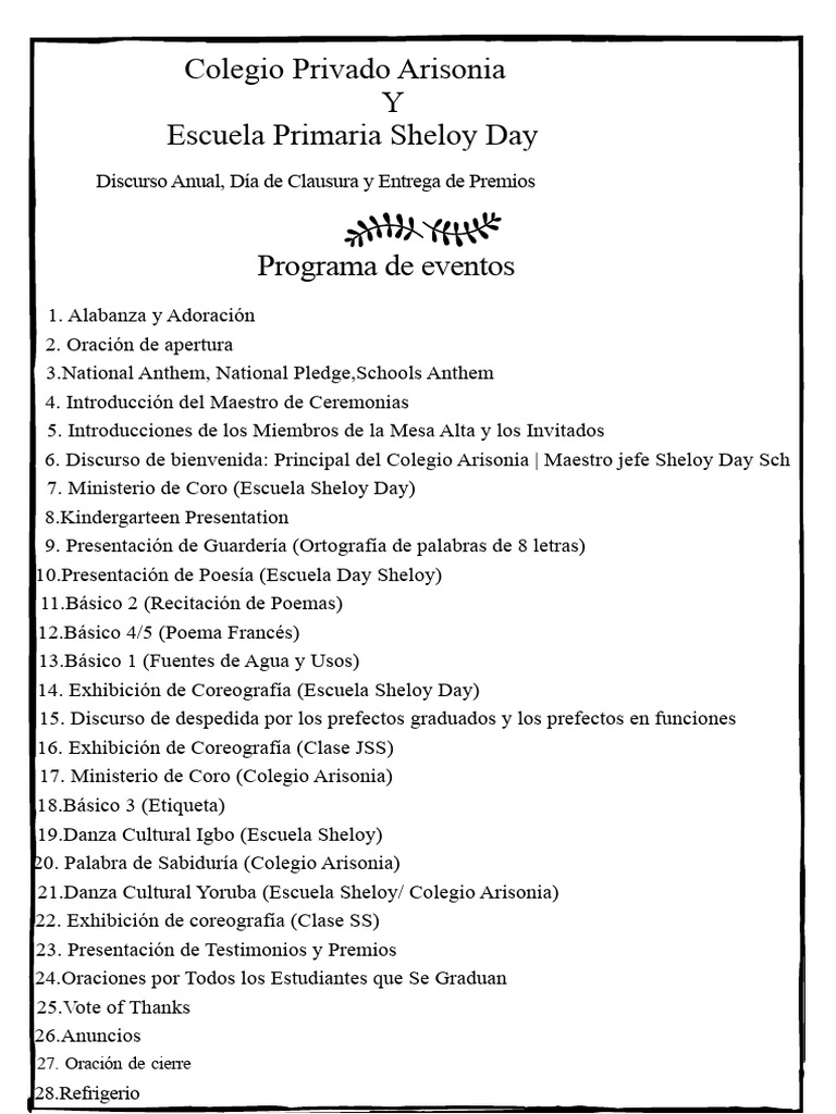Programa Del Día de Entrega de Premios Nuevo | PDF