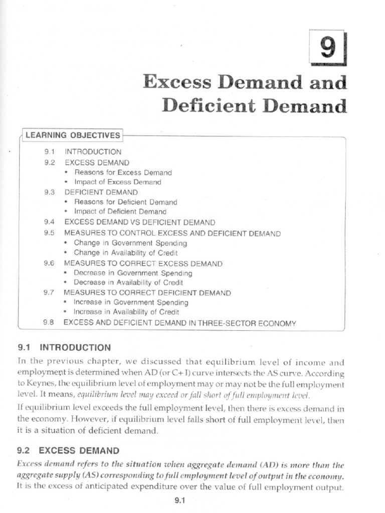 Excess Demand and Deficient Demand | PDF | Full Employment | Economic ...