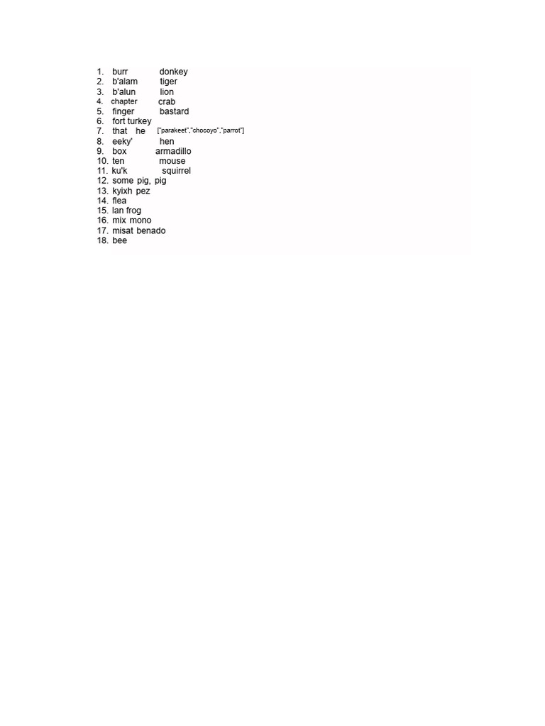Animals in Mam and Spanish | PDF