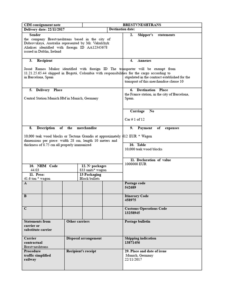 CIM Waybill | PDF