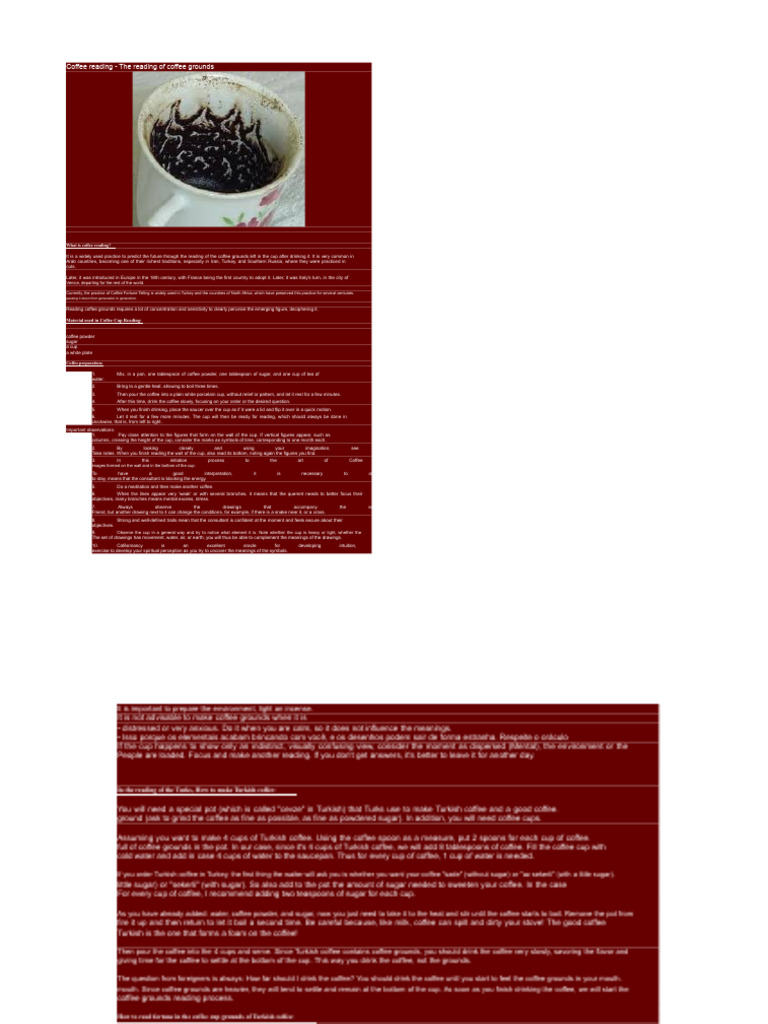 Coffee Grounds Reading | PDF | Coffee | Teaspoon