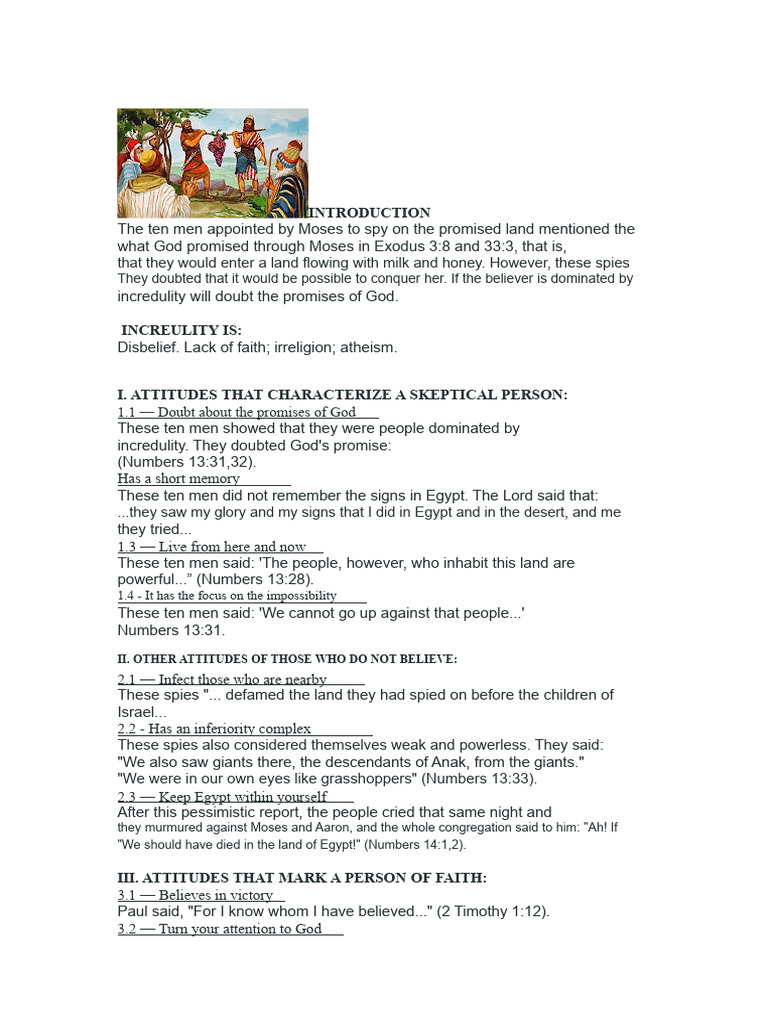 The Twelve Spies | PDF | Joshua | The Exodus