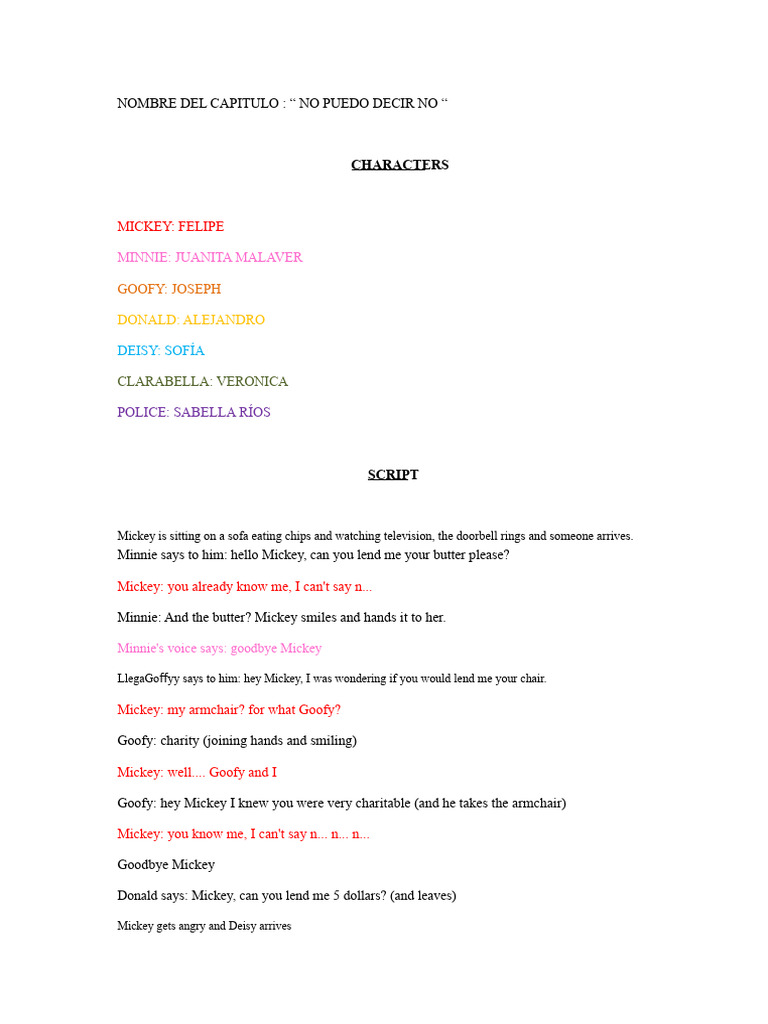 Mickey Mouse Script | PDF | Characters Created