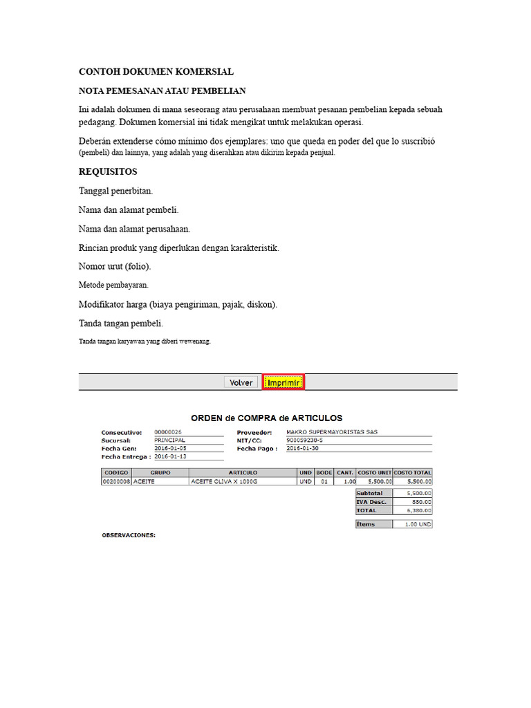 Contoh Dokumen Komersial | PDF