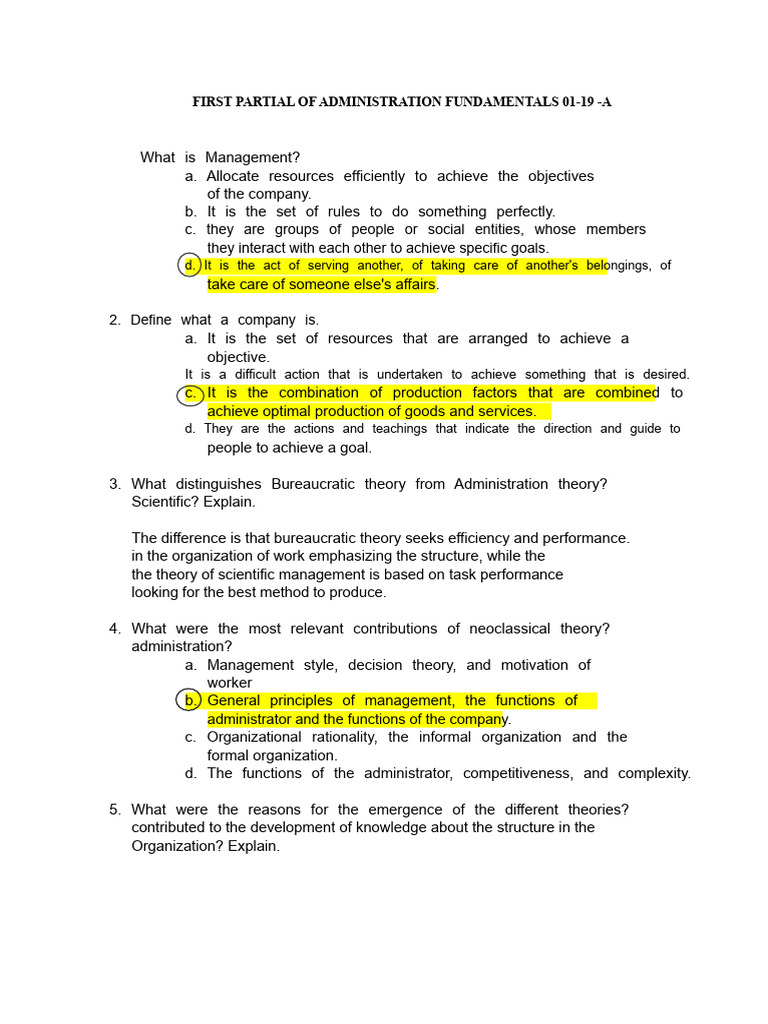 First Partial of Fundamentals of Administration 01-A | PDF | Goal ...