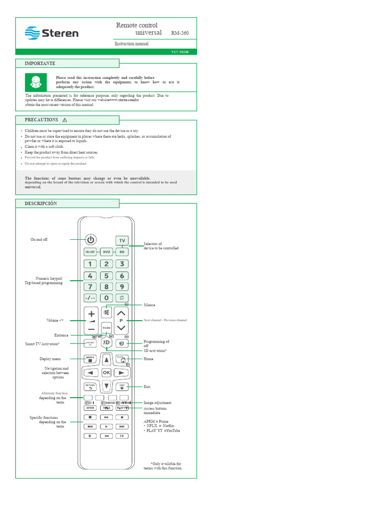 RM-260 Universal Remote Manual | PDF | Consumer Electronics | Computing