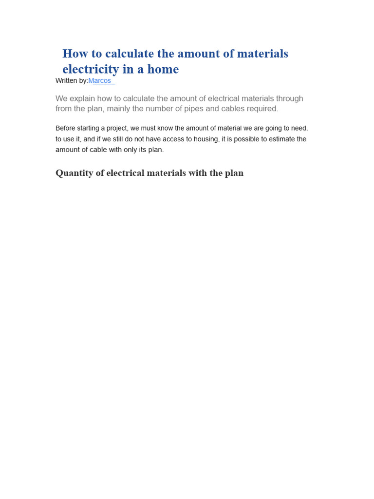 Calculate Home Electrical Materials | PDF | Ac Power Plugs And Sockets ...