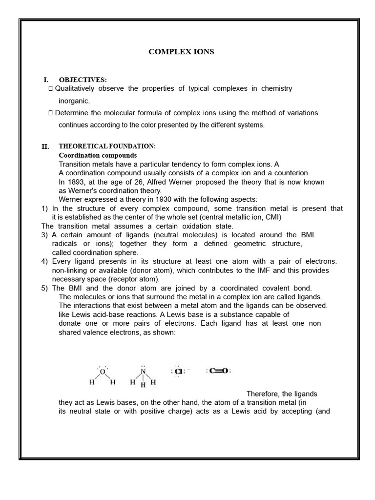 Complex Ions | PDF | Coordination Complex | Ligand