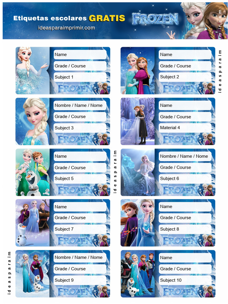 Free Editable Disney Frozen School Labels | PDF