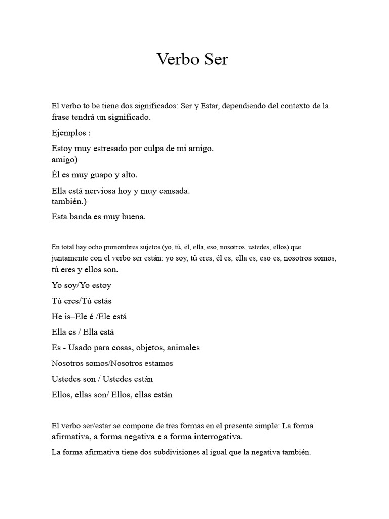 Guía del Verbo Ser en Inglés | PDF | Verbo | Lingüística