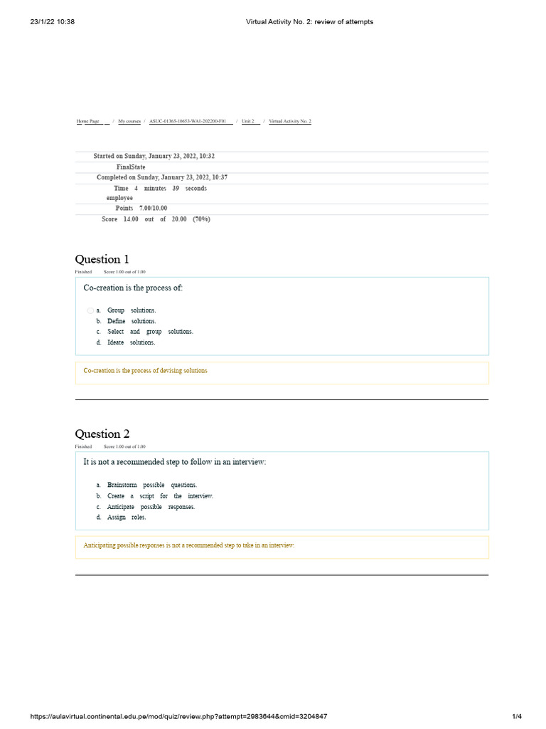 Virtual Activity 2 Attempt Review | PDF | Empathy | Brainstorming