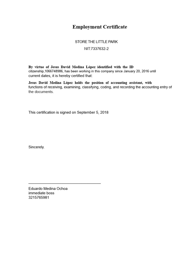 Labor Certificate | PDF