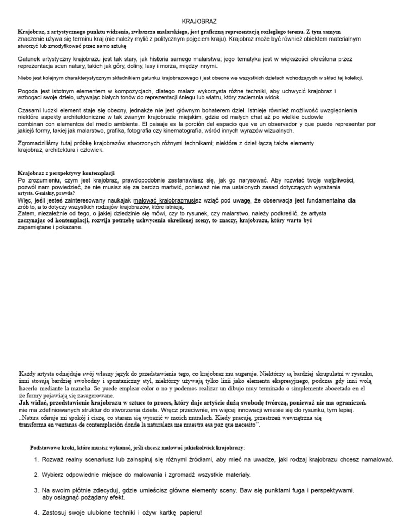 Krajobraz Realistyczny Krajobraz Impresjonistyczny | PDF