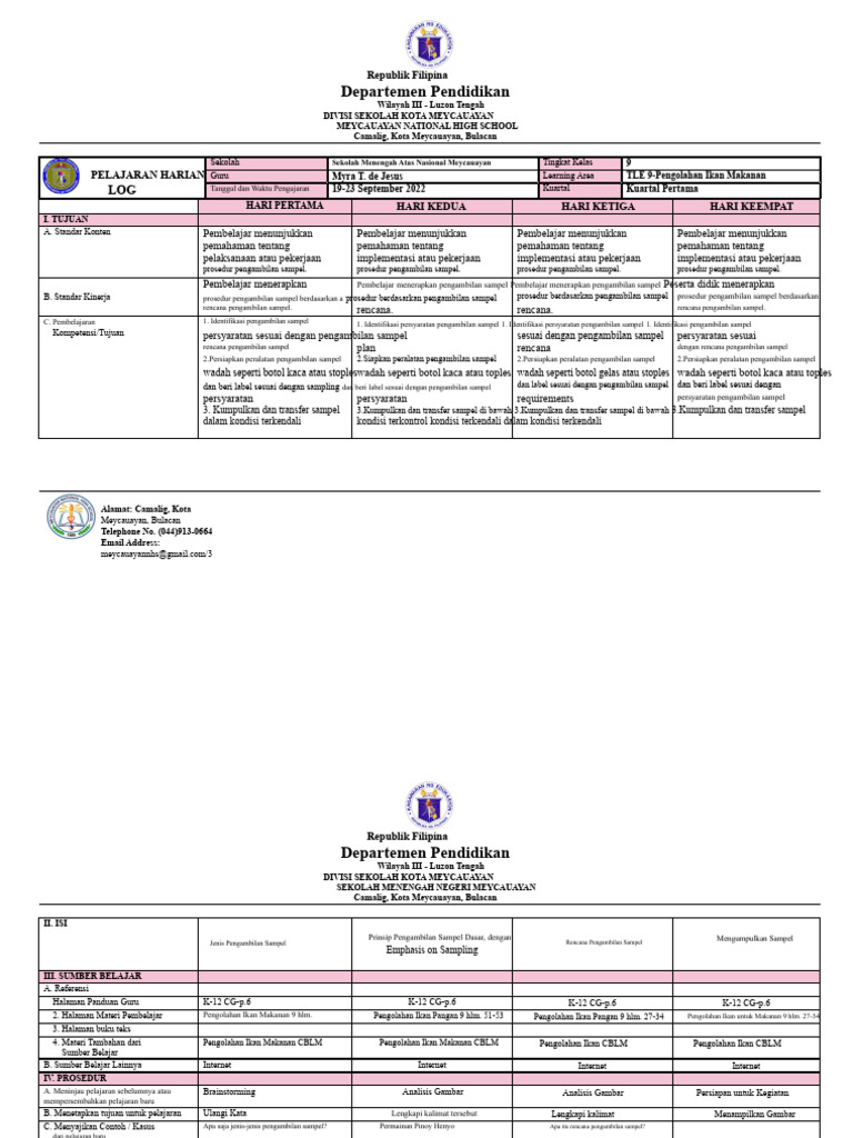 Rencana Pengambilan Sampel TLE 9 | PDF