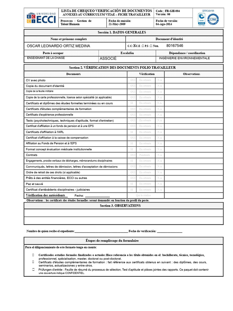 Vérification des Documents pour CV | PDF
