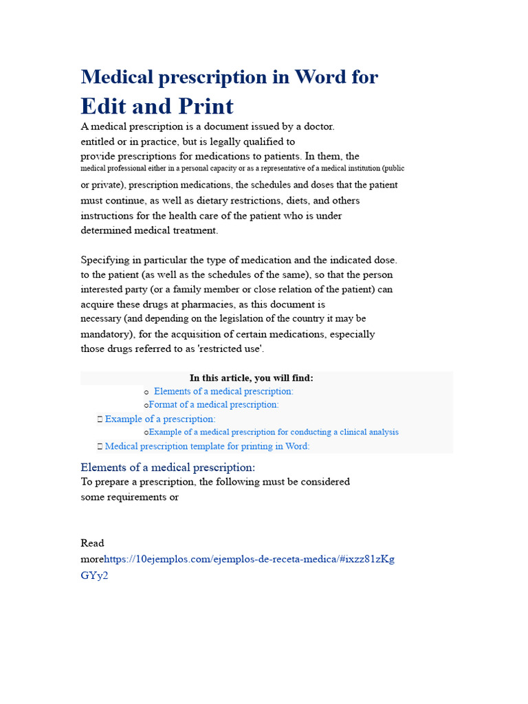 Medical Prescription Template for Word | PDF