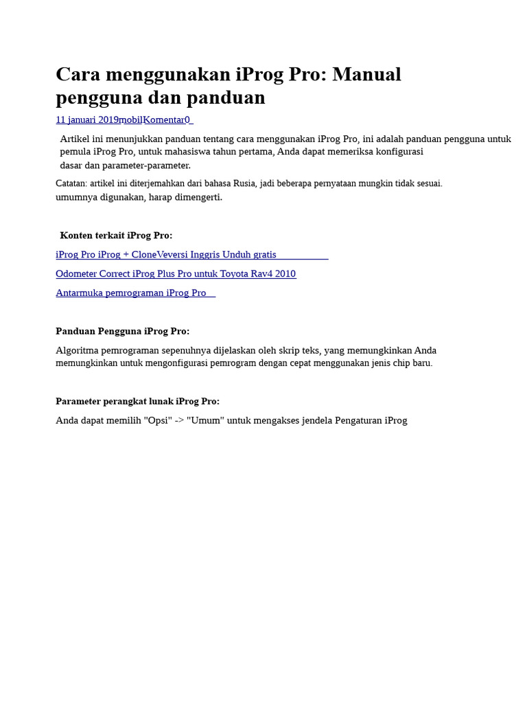 Panduan Lengkap Menggunakan iProg Pro | PDF