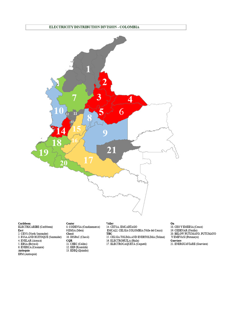 Electricity Distribution Map Colombia | PDF
