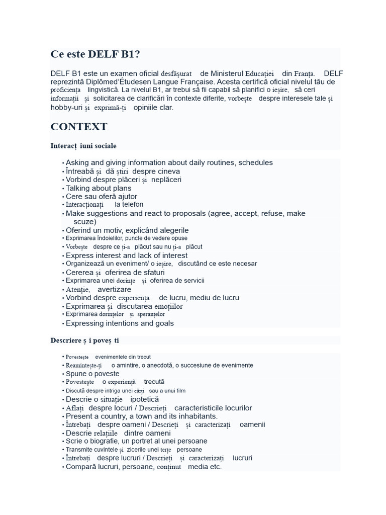 Syllabus DELF B1 | PDF