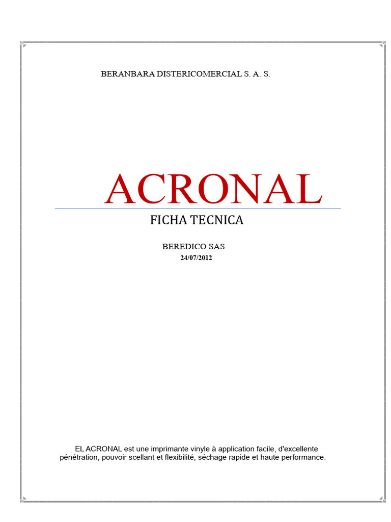 Imprimante vinyle ACRONAL : caractéristiques et application | PDF ...