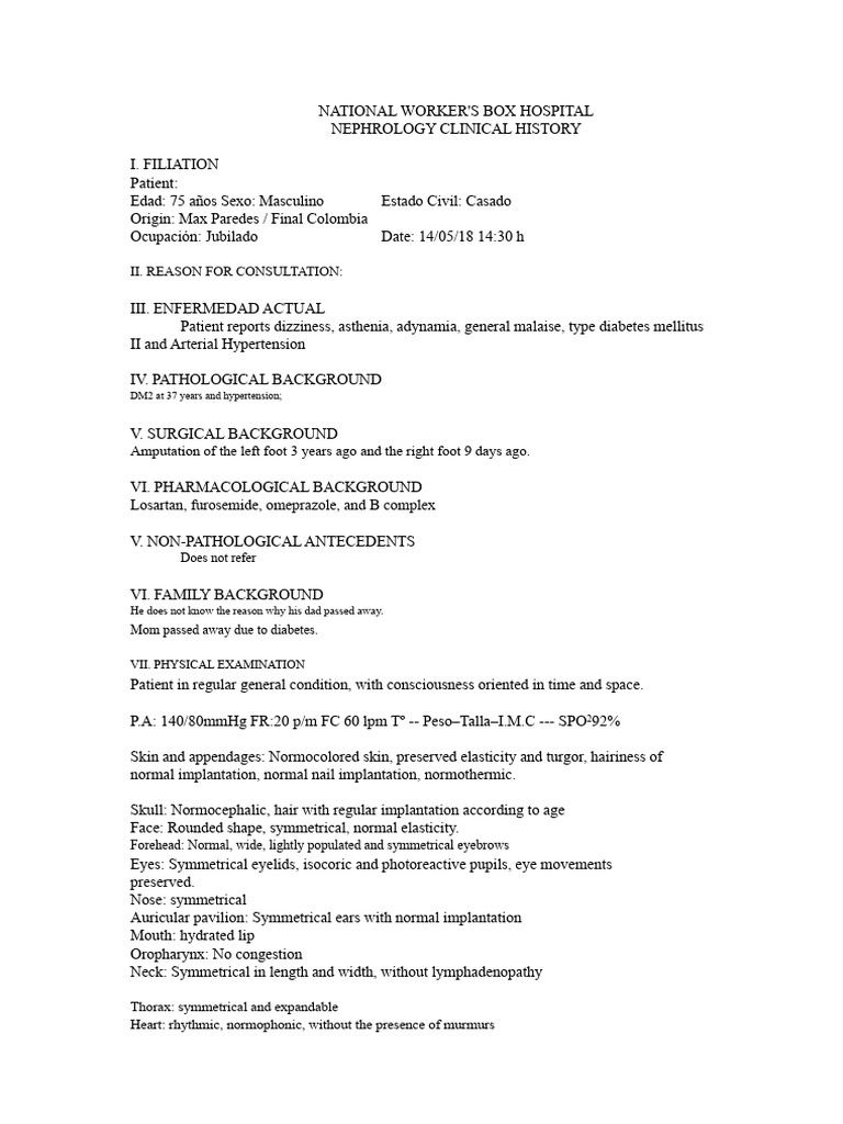 Nephrology Patients - Clinical History | PDF | Hypertension | Lung