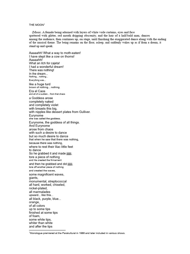 Alejandro Urdampilleta - THE MOON - Monologue | PDF | Astronomy | Outer ...