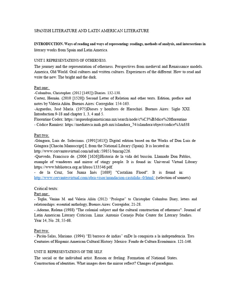 Spanish Literature and Latin American Literature (2020) | PDF | Latin ...