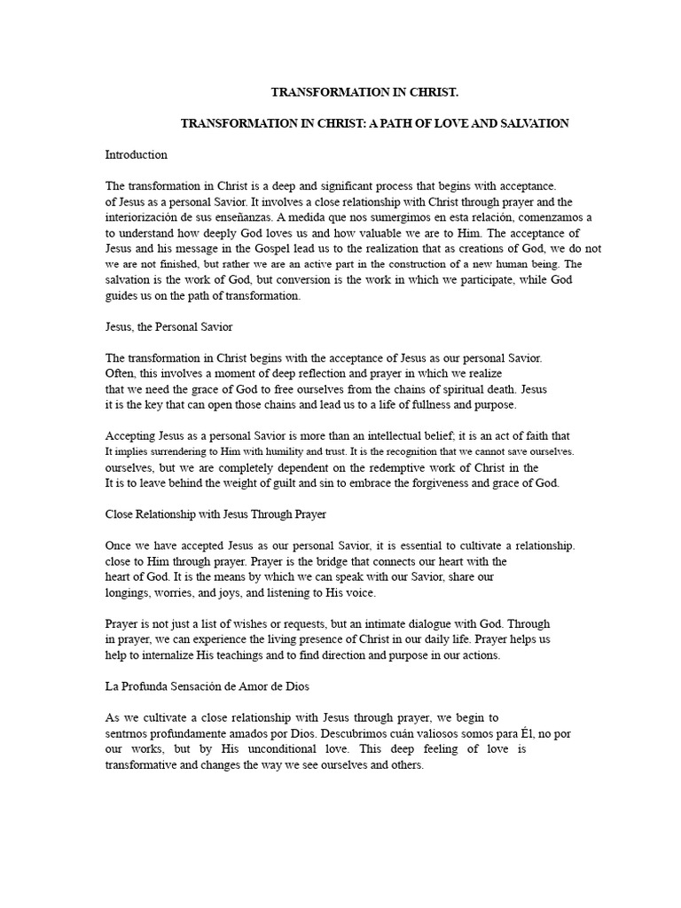 Transformation in Christ. | PDF | Jesus | God In Christianity