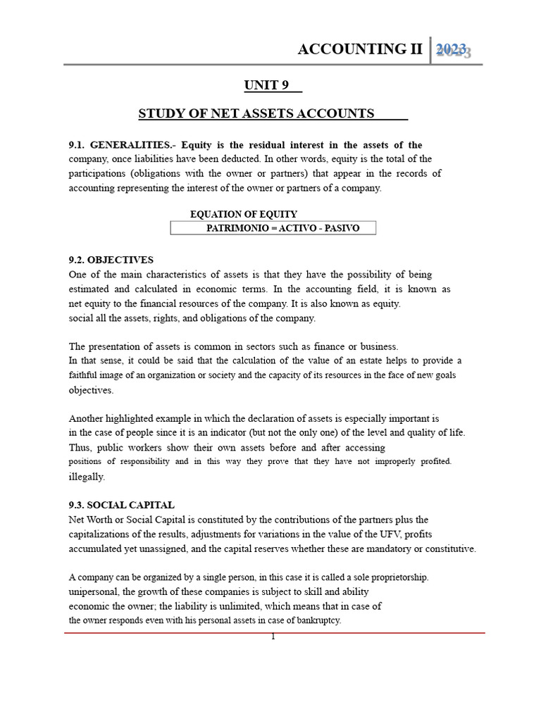 9 Study of The Net Equity Accounts | PDF | Equity (Finance) | Partnership