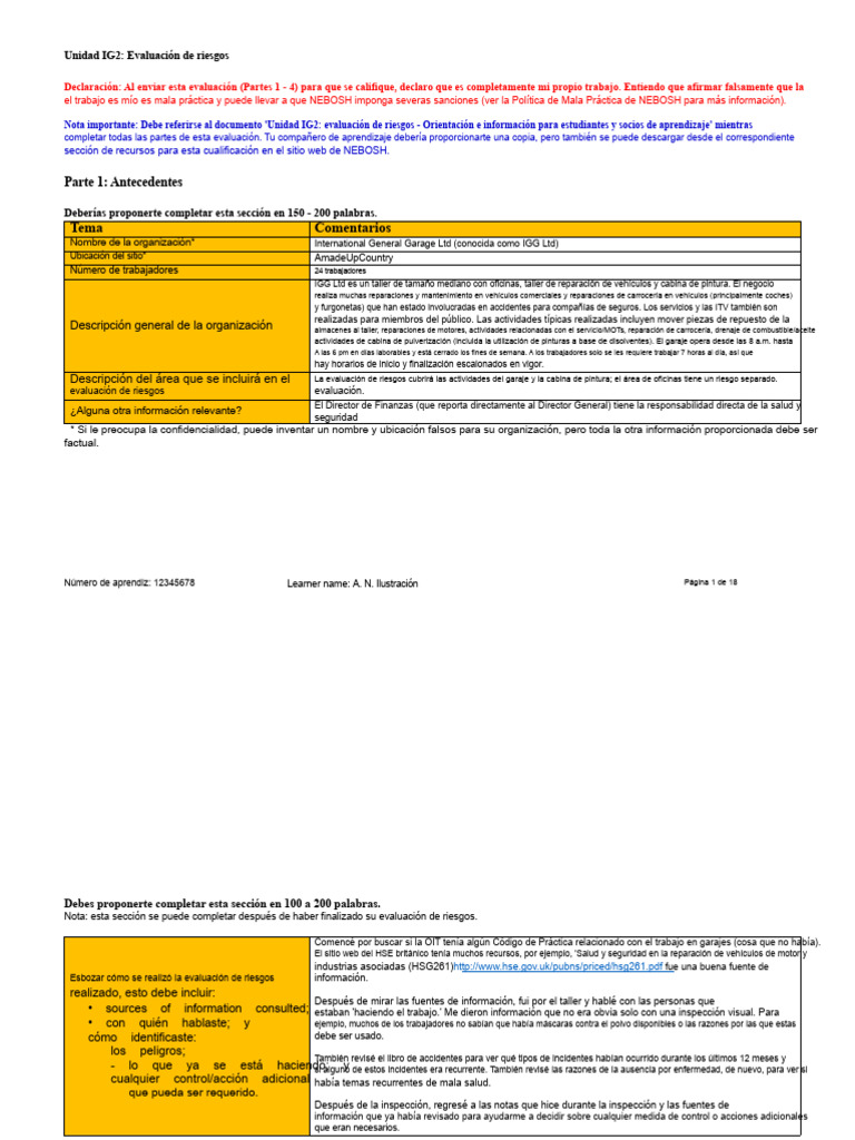 Unidad IG2 Muestra de Evaluación de Riesgos-V5.2 | PDF | Ventilación (Arquitectura)