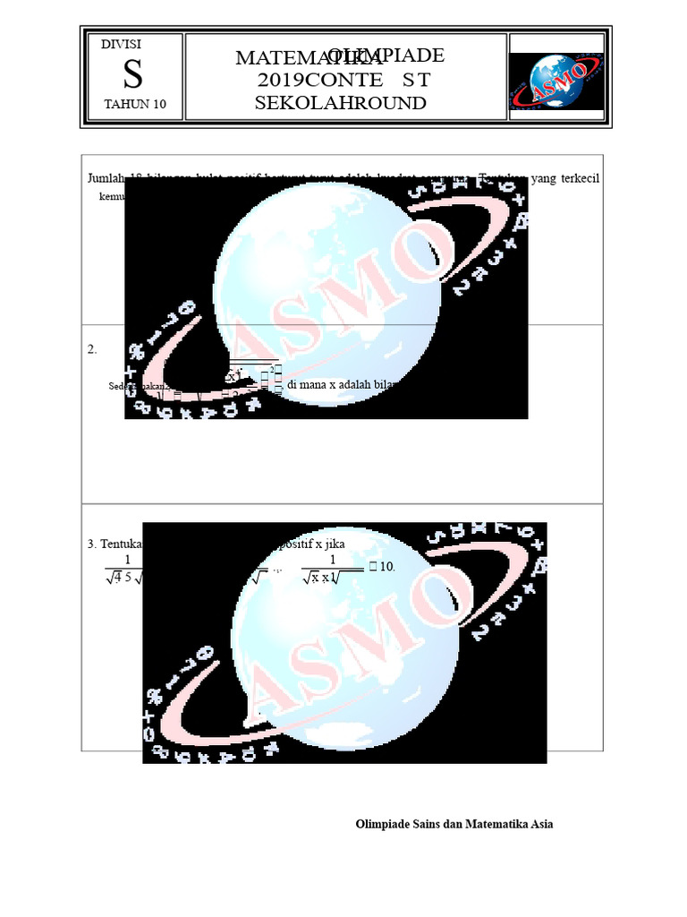ASMO 2019 Matematika Kelas 10 | PDF