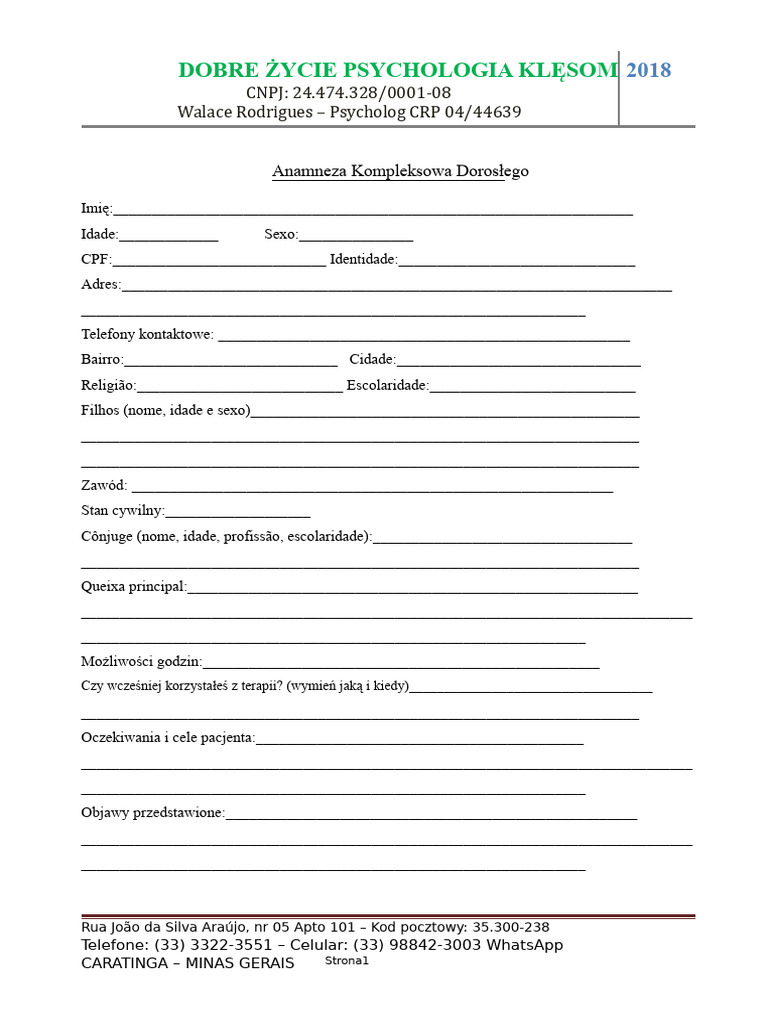 Pełna anamneza pacjenta dorosłego | PDF