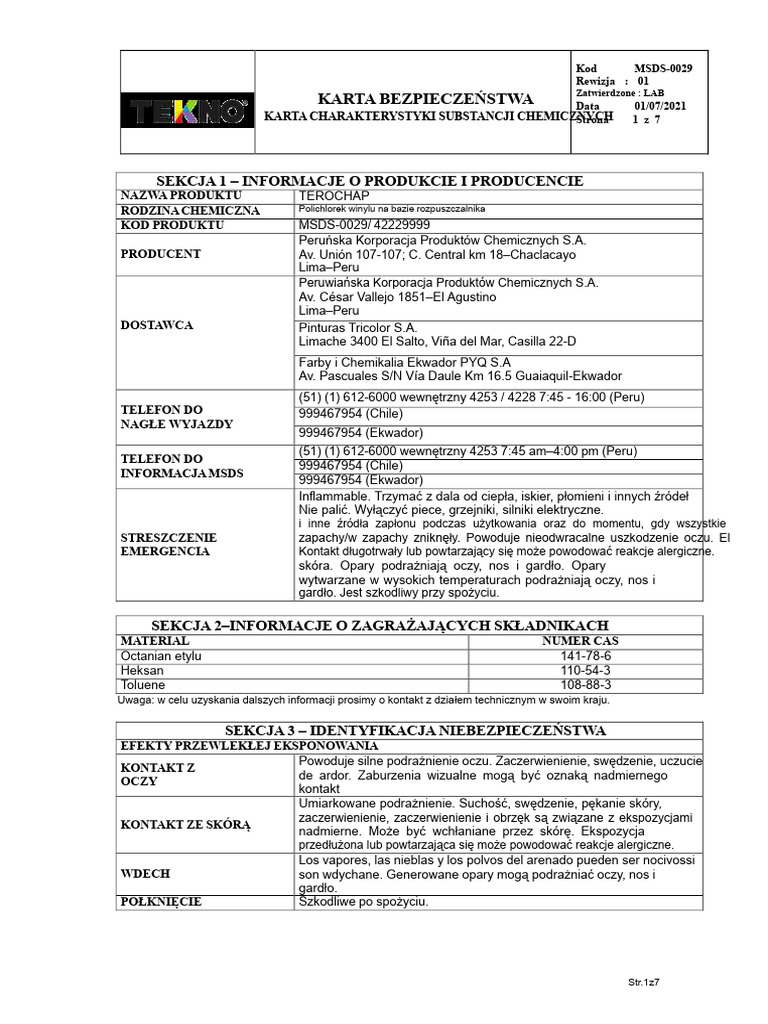 MSDS Terochap | PDF
