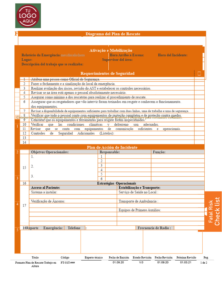 Formato Plano de Resgate Alturas | PDF
