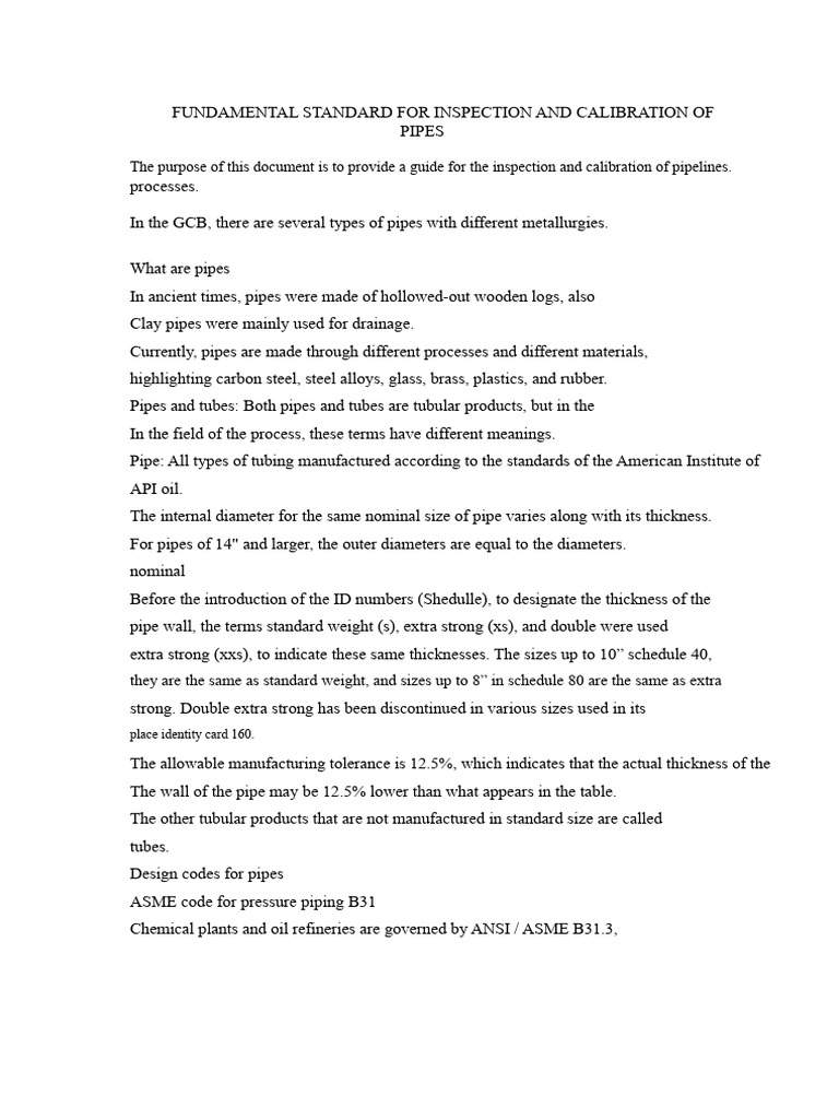 Pipe Inspection and Calibration Standards | PDF | Pipe (Fluid ...
