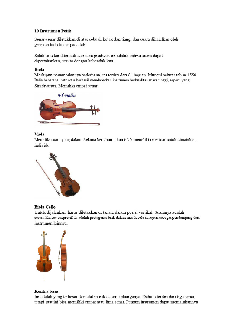 10 Jenis Instrumen Petik dan Tiup | PDF