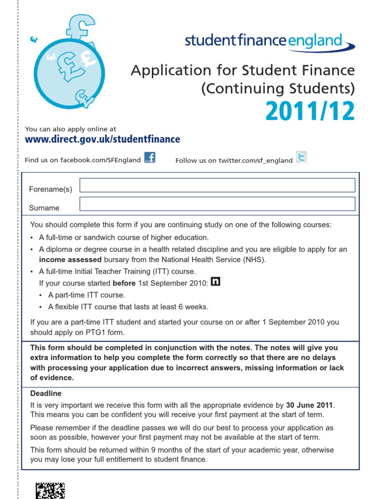 Student Finance Application Form 2011/12 | PDF | Loans | Pension