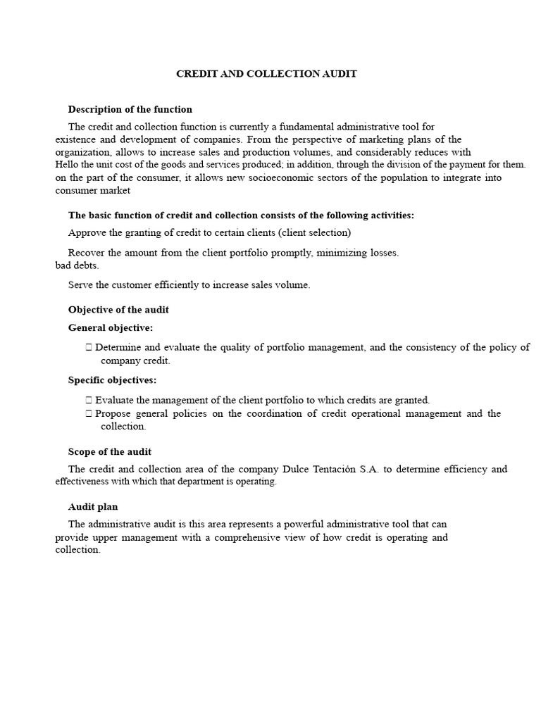Credit and Collection Audit Overview | PDF | Audit | Credit