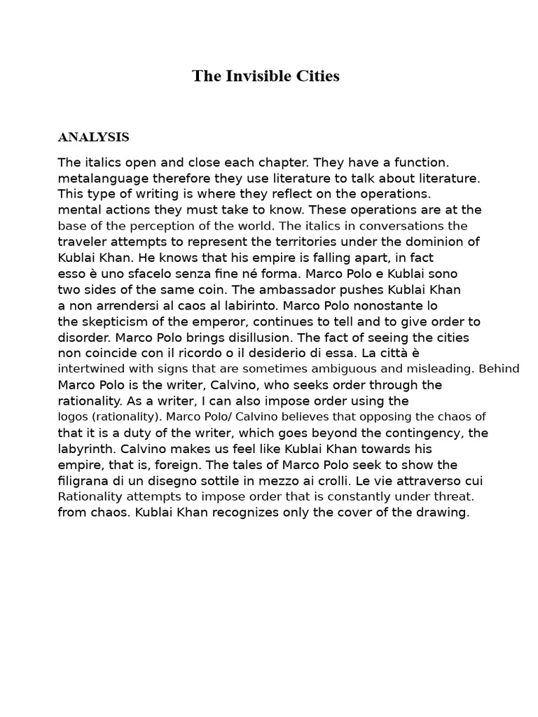 The Invisible Cities | PDF